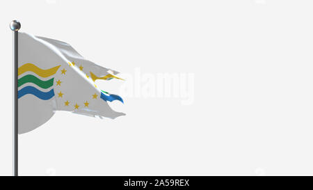 Los Rios 3D tattered waving flag illustration on Flagpole. Isolated on ...