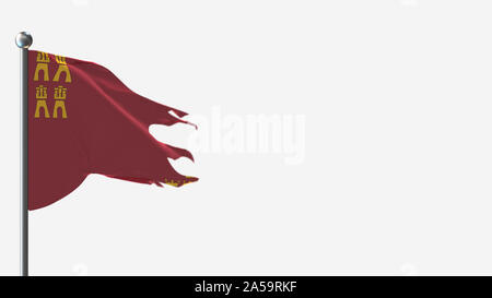 Murcia 3D tattered waving flag illustration on Flagpole. Isolated on ...