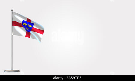 East Anglia 3D waving flag illustration on winner podium with three ...