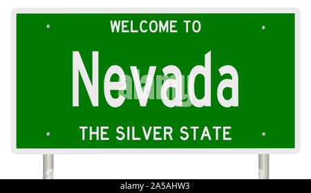 Rendering of a green Nevada highway sign with city information Stock ...