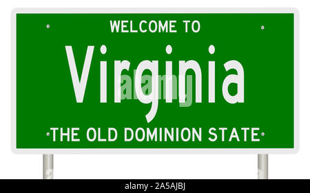Rendering of a green Virginia highway sign with city information Stock ...