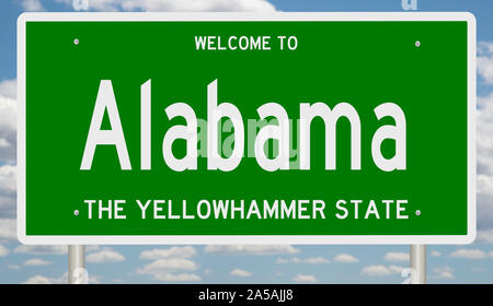 Rendering of a green highway sign for Alabama Stock Photo - Alamy