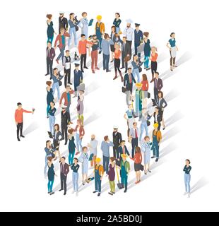 Crowd alphabet. Group of people form English capital letters ...