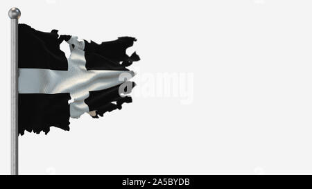 Cornwall 3D tattered waving flag illustration on Flagpole. Perfect for ...