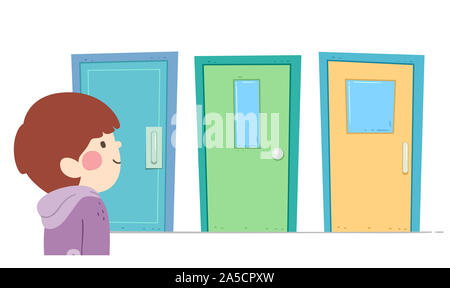 Illustration of a Kid Boy Choosing Between Two Books Held by Mother ...