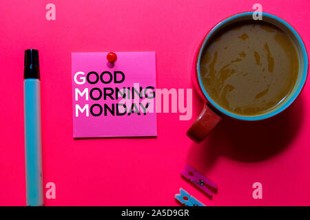 Good morning greeting on sticky notes, office desk Stock Photo - Alamy