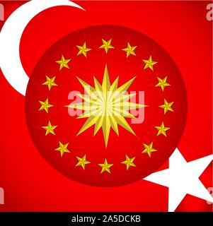 Turkey coat of arms and flag, official symbols of the nation Stock ...