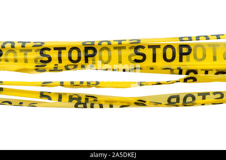 STOP tapes isolated on white background Stock Photo - Alamy