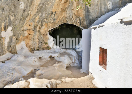 Cave of Pythagoras in the hills above Marathokambos on the Greek island ...