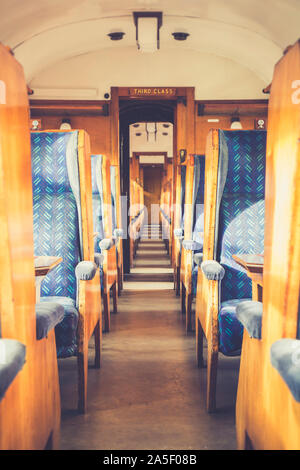Inside an old third-class train carriage Stock Photo - Alamy