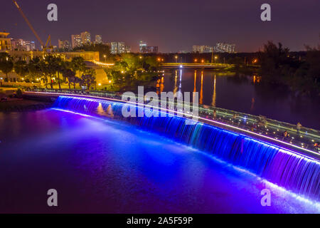 Anh Sao or Starlight Bridge is a pedestrian bridge with waterfall and ...