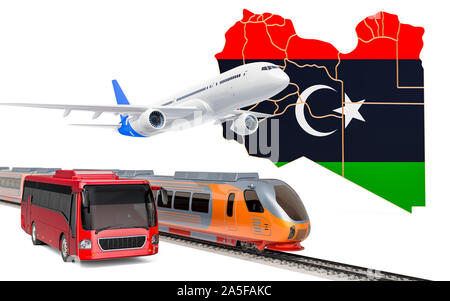 Bus travel in Libya, concept. 3D rendering isolated on white background ...