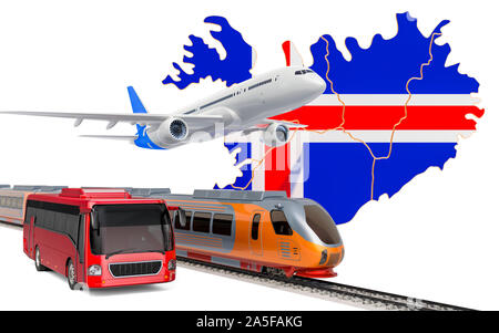 Train travel in Iceland, concept. 3D rendering isolated on white ...