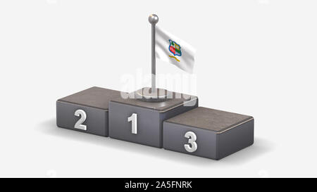 Maule 3D waving flag illustration on a tiny metal flagpole. Isolated on ...
