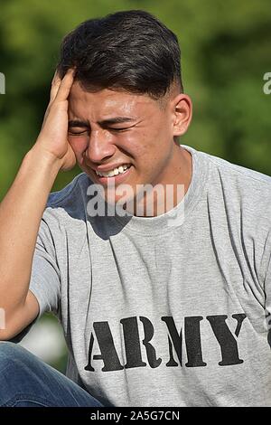 Crying Military Male Soldier Stock Photo - Alamy