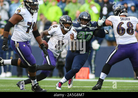 Seattle Seahawks defensive tackle Poona Ford runs through a drill ...