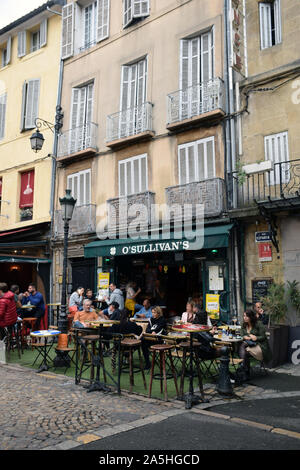 AIX EN PROVENCE, FRANCE - OCT 19, 2016: people enjoy sitting in a ...