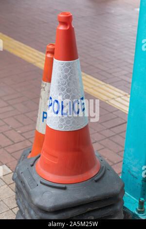 hong kong police traffic cones cordoning off part of a road hksar china ...