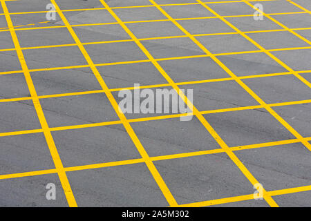 Yellow Squares Box Junction at Street Intersection Stock Photo - Alamy