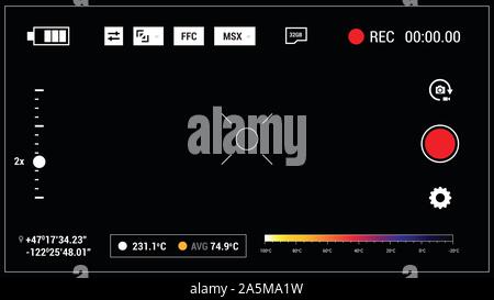 4k infrared camera viewfinder background with UI. Widescreen ...