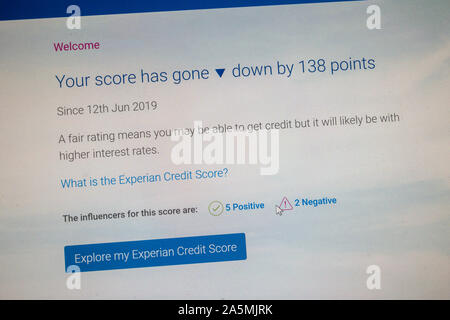 Screen shot of an Experian Credit Score screen showing a perfect 999 ...