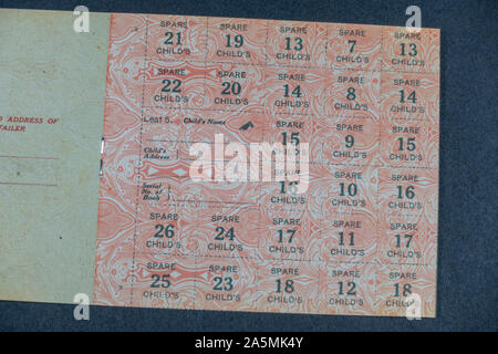 View inside a Child's Ration Book issued by the Ministry of Food in ...