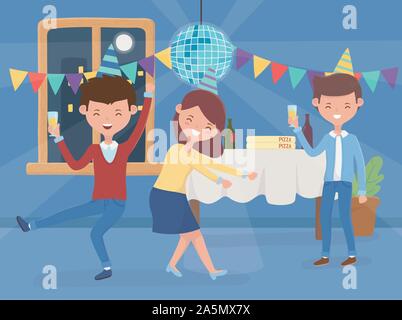 Boy and girl drinking alcohol illustration Stock Vector Art ...
