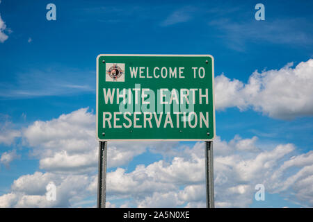 Callaway, Minnesota. Welcome sign for the White Earth Indian ...