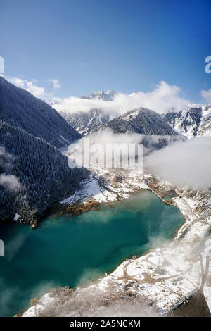 Aerial view, landscape at Lake Issyk Kul, Kyrgyzstan Stock Photo - Alamy