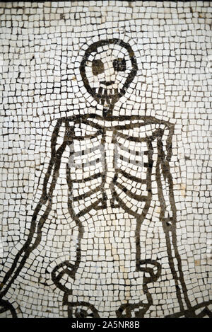 Roman Floor Mosaic of a Human Skeleton from a Roman Villa or Pompeiian ...
