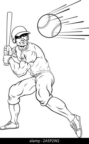 A cartoon illustration of a muscular baseball player flexing Stock ...