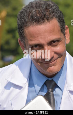 Happy Handsome Male Medic Wearing Lab Coat Stock Photo - Alamy