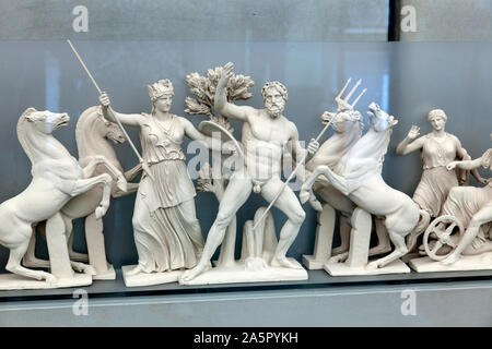 West pediment of Parthenon, Acropolis of Athens. Quarrel between Athena ...