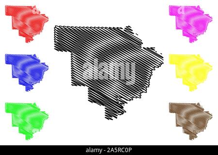 Walker county map of Alabama USA black inverted illustration Stock ...