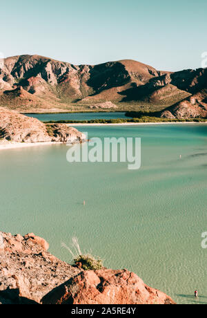 Playa Balandra, La Paz, Baja California Sur, Mexico. Palapas along ...