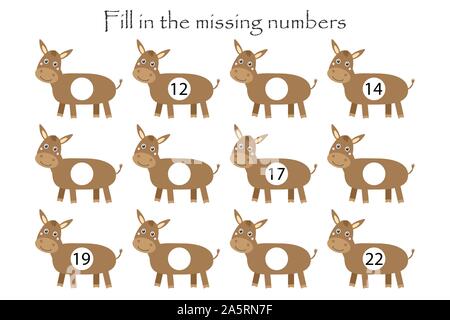 Color by numbers donkey Animal. Puzzle game for children education ...