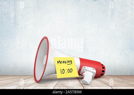 Loudspeaker 3d render - yellow and white megaphone banner with empty ...