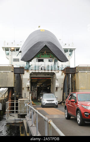 Ferry arriving at Lochmaddy Ferry Terminal, on North Uist, in the Outer ...