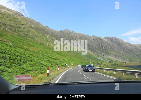 Driving south on the A82 through the spectacular mountains of Glencoe ...