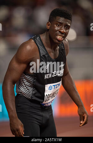 Edward Osei-Nketia of New Zealand (centre) and Rohan Browning of ...
