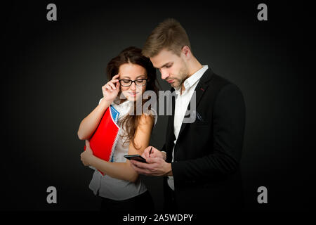 Discussing latest news. Business partners cooperation. Office job and ...