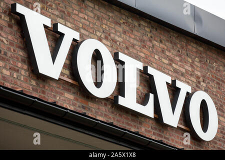 Gothenburg, Sweden. 19th Oct, 2019. Volvo City bus station sign seen ...