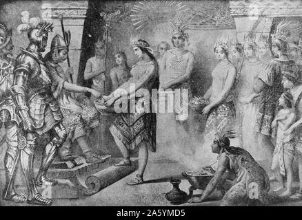 Ferdinand Cortes and Hernando de Soto in the camp of the Inca at ...