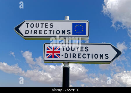 French road sign signpost Toutes Directions directional signs, France ...