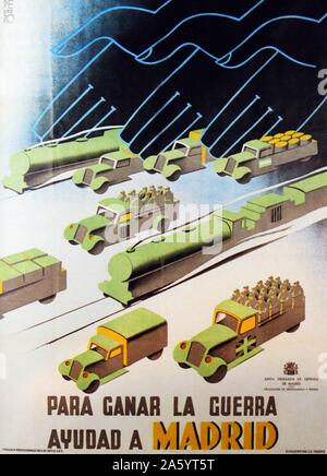 Republican propaganda poster of the Madrid campaign during the Spanish ...