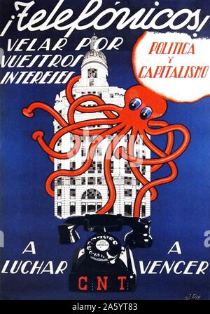 CNT (Anarchist) propaganda poster during the Spanish Civil War Stock ...