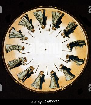 A zoetrope pre-film animation device that produced the illusion of ...
