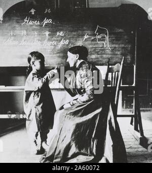 Annetta Thompson Mills, founder of Chefoo School for the Deaf, with a ...