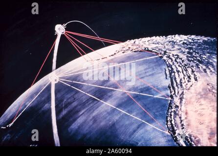 Conceptual diagram of satellite triangulation Stock Photo - Alamy