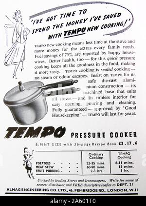 Advert for a Tempo Pressure Cooker Stock Photo - Alamy